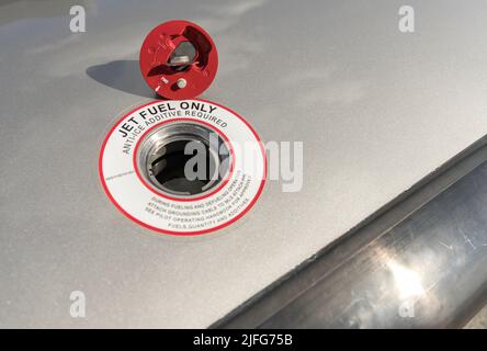 Tank nozzle on wing, refueling, Thai Airways, Boeing, Boeing 747 ...