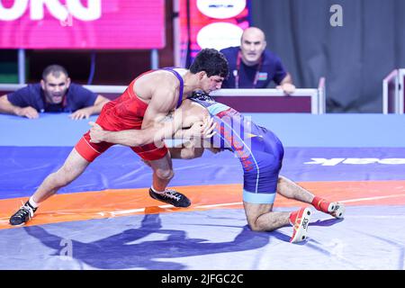 Sabir Jafarov (AZE) vs Hayk Papikyan (ARM) FS 70kg during the Wrestling ...