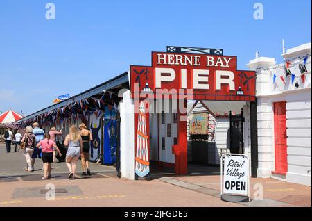 The traditional seaside pier at Herne Bay, on the north Kent coast, UK ...