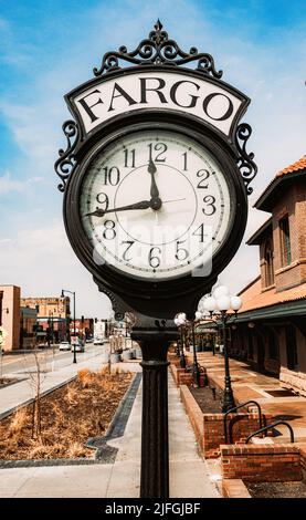 Fargo clock at the train depot Stock Photo - Alamy