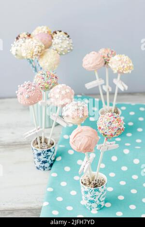 Cake pops in pastel colors. Party dessert Stock Photo - Alamy