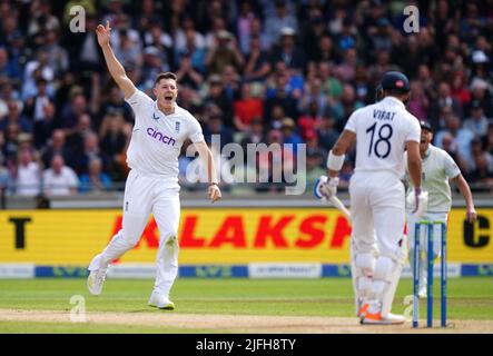 England's Matthew Potts appeals unsuccessfully for a LBW against ...