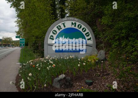 Welcome to Port Moody sign, Port Moody, British Columbia, Canada Stock ...