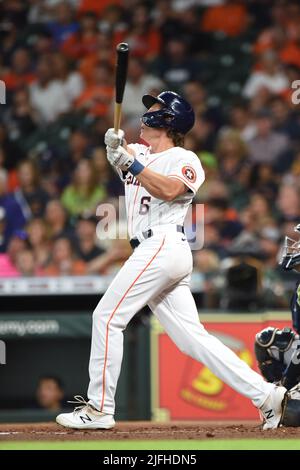 Houston Astros' Jake Meyers hits a three-run home run during the fourth ...