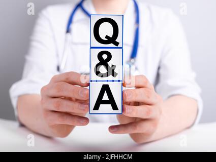 Q and A word, acronym. Medical QnA concept. Health FAQ Stock Photo - Alamy