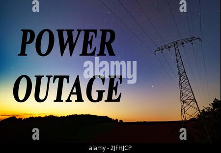 Power outage text on starry sky background. The energy crisis in Europe ...