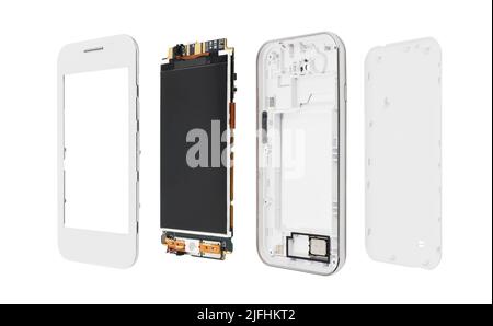 Disassembled smartphone isolated on white Stock Photo - Alamy