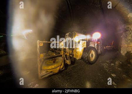 Underground mine, mining, extraction of mineral and rock subsoil for ...