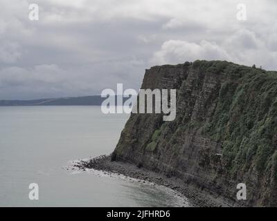 Cliffs near famous landmark Blackchurch rock on the North Devon coast ...