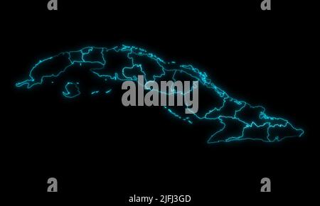 Map Of Cuba Night
