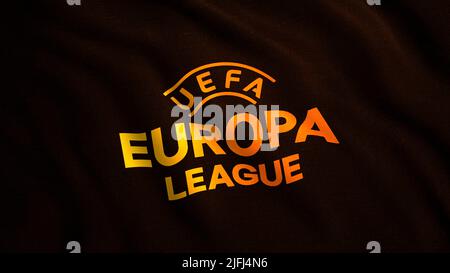 Abstract UEFA Champions League flag with emblem. Motion. Football ...