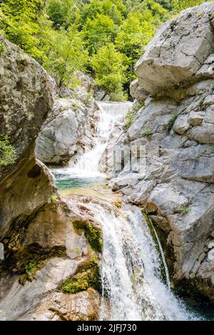 A vertical view of the beautiful river "Zeus Bath" on historic Mount ...