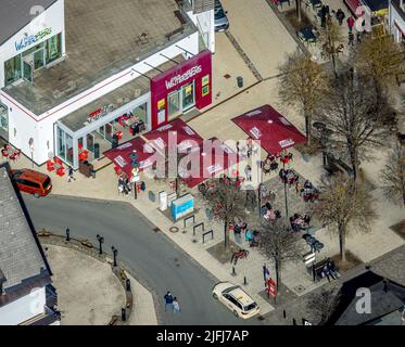 Aerial view, Cafe Extrablatt with outdoor restaurant in Ruhr-Aue ...
