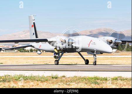 The Baykar Bayraktar Akıncı Unmanned Combat Aerial Vehicle (UCAV) of ...