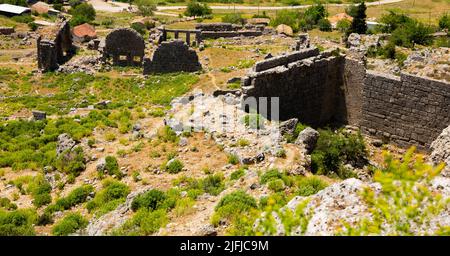 Ruins of ancient city Sillyon. Ancient ruins with roman baths Stock ...