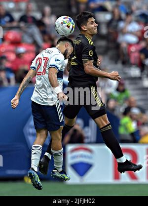 Vancouver, Canada. 3rd July, 2022. Ryan Raposo (L) of Vancouver ...