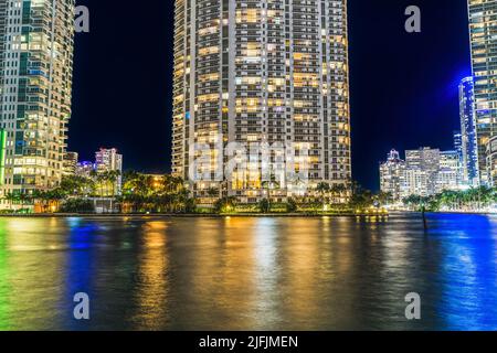 Colorful Miami River Water Reflections Yachts Fishing Boat Restaurant ...
