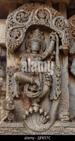 Sculpture of Lord Krishna dancing on Kaliya Snake, Mallikarjuna Temple ...