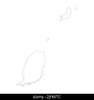 Grenada Map. Grenadian Country Map. Black and White National Nation ...