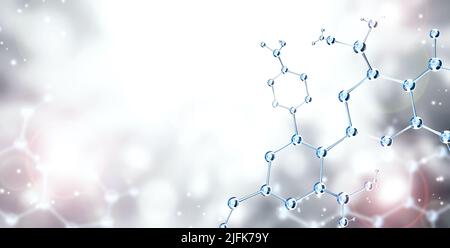 Horizontal banner with model of abstract molecular structure ...