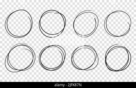 Hand drawn circle line sketch. Vector circular scribble doodle round ...
