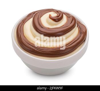 Chocolate vanilla cream swirl isolated on white background Stock Photo ...