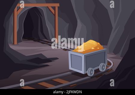 Mining background. Natural resources mining carts with diamonds and ...