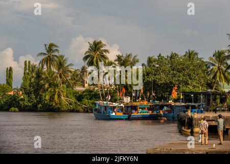 Small fishing boats at Mukah District, Sarawak, East Malaysia, Borneo ...