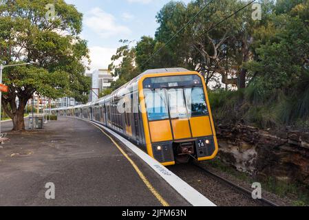 Tangara double decker suburban train in Strathfield Railway Station in ...