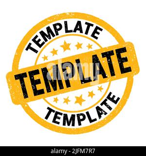 TEMPLATE text written on yellow-black round stamp sign Stock Photo - Alamy