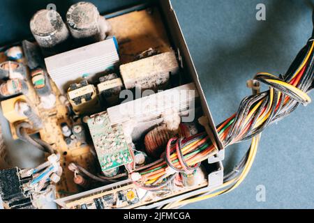 Old dusty electronics close-up, damaged gadget Stock Photo - Alamy
