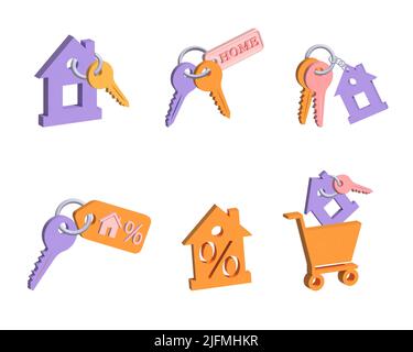 Key with a House Keychain for a new Home Extremely detailed and ...