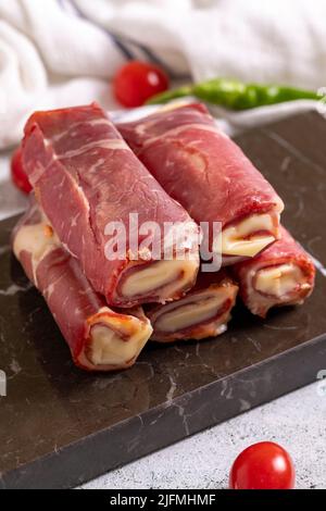 Cheese Pastrami. Pastrami stuffed with cheddar, grilled bacon on a ...