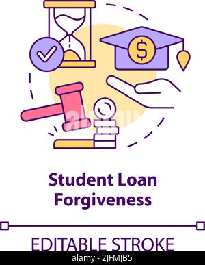 Student Loan Debt Forgiveness Icon Set with Debt Burden Images Stock ...