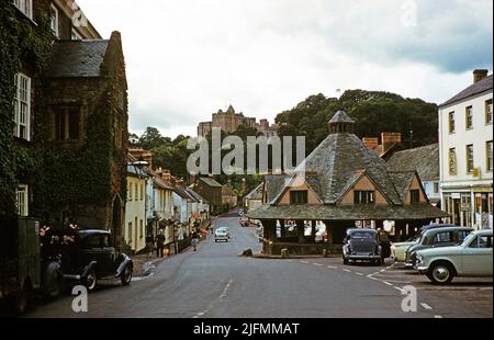 Historical, 1950s, Dunster High Street. Dunster is a old village dating ...