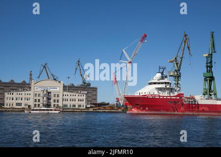 Survey Vessel Petrel Explorer, docked in Gdansk Shipyard, Poland ...