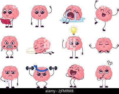Cute brain cartoon doing exercise Stock Vector Image & Art - Alamy