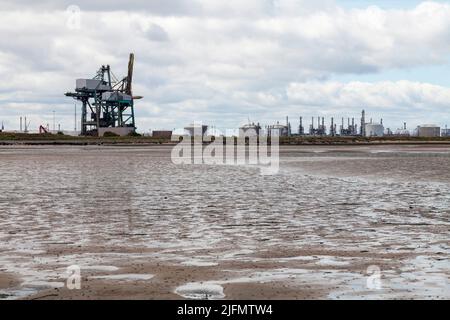 Teesport,Redcar,England,UK as viewed from South Gare In monochrome ...