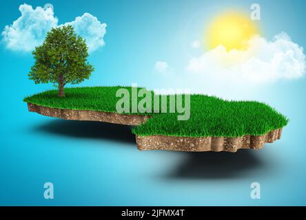 Paraguay map soil land geology cross section with green grass and Rock ...