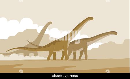 Big alamosaurus with a long neck and tail. Herbivorous dinosaur of the ...