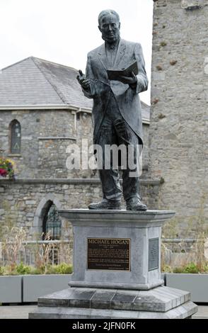 Memorial statue of Michael Hogan at King Johns Castle Plaza in Limerick ...