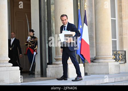 French Defense Minister Sebastien Lecornu speaks with the media as he ...