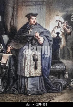 CARDINAL THOMAS WOLSEY English prelate and statesman, arriving at ...