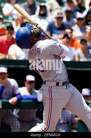 Texas Rangers' Adolis Garcia during a baseball game against the Seattle ...