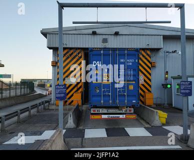 DOVER PORT, UNITED KINGDOM; 07/01/2022; Border force scanner unit at ...