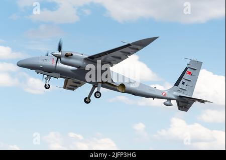 The Baykar Bayraktar Akıncı Unmanned Combat Aerial Vehicle (UCAV) of ...