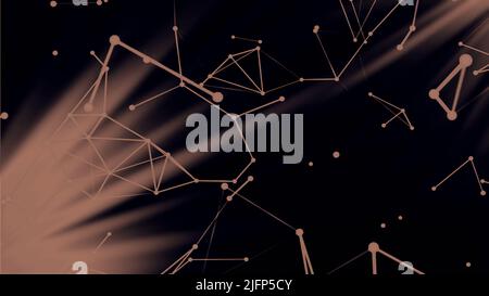 Moving molecular chains in computer. Motion. 3D lines in plexuses move ...