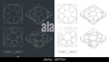 Stylized vector illustration of blueprints of cooling tower Stock ...