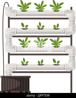 Greenhouse vertical farming hydroponics aeroponics cartoon composition ...