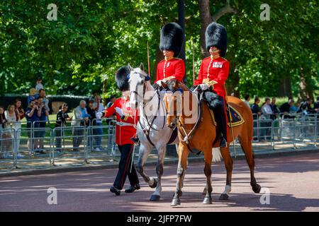 (L-R) Captain W Bird, Regimental Sergeant Major R Dacey, Lieutenant ...